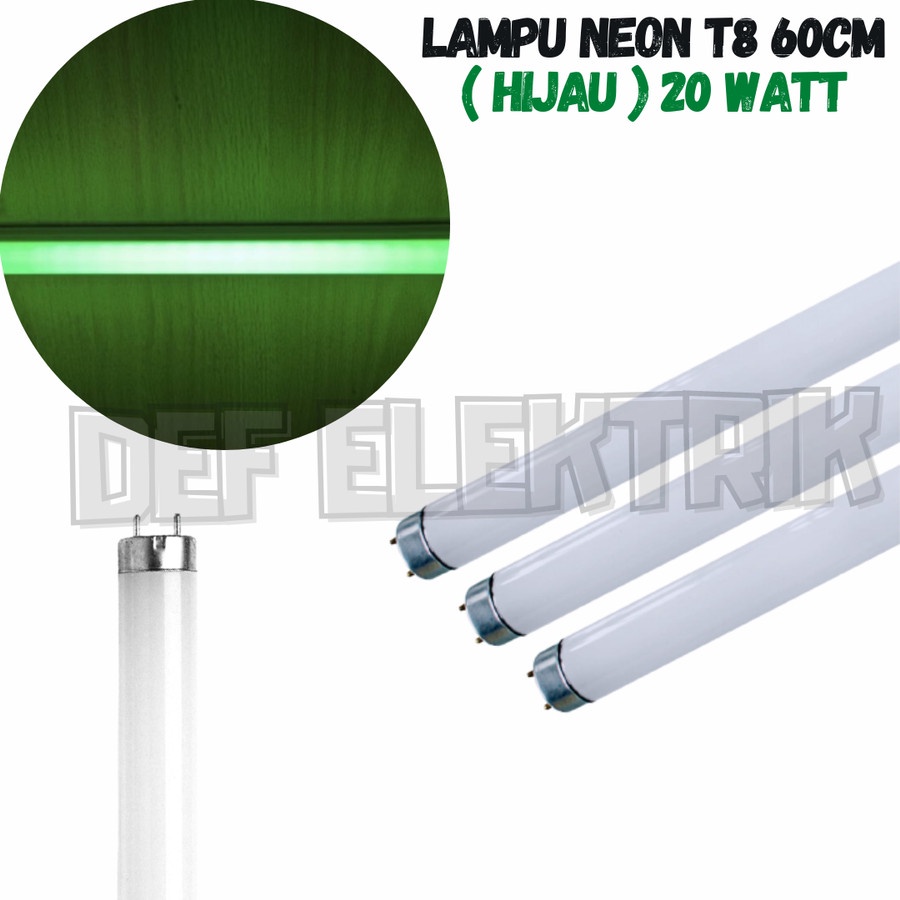 Jual LAMPU NEON TL 20 WATT 60CM KACA WARNA HIJAU FLUORESCENT TUBE ...