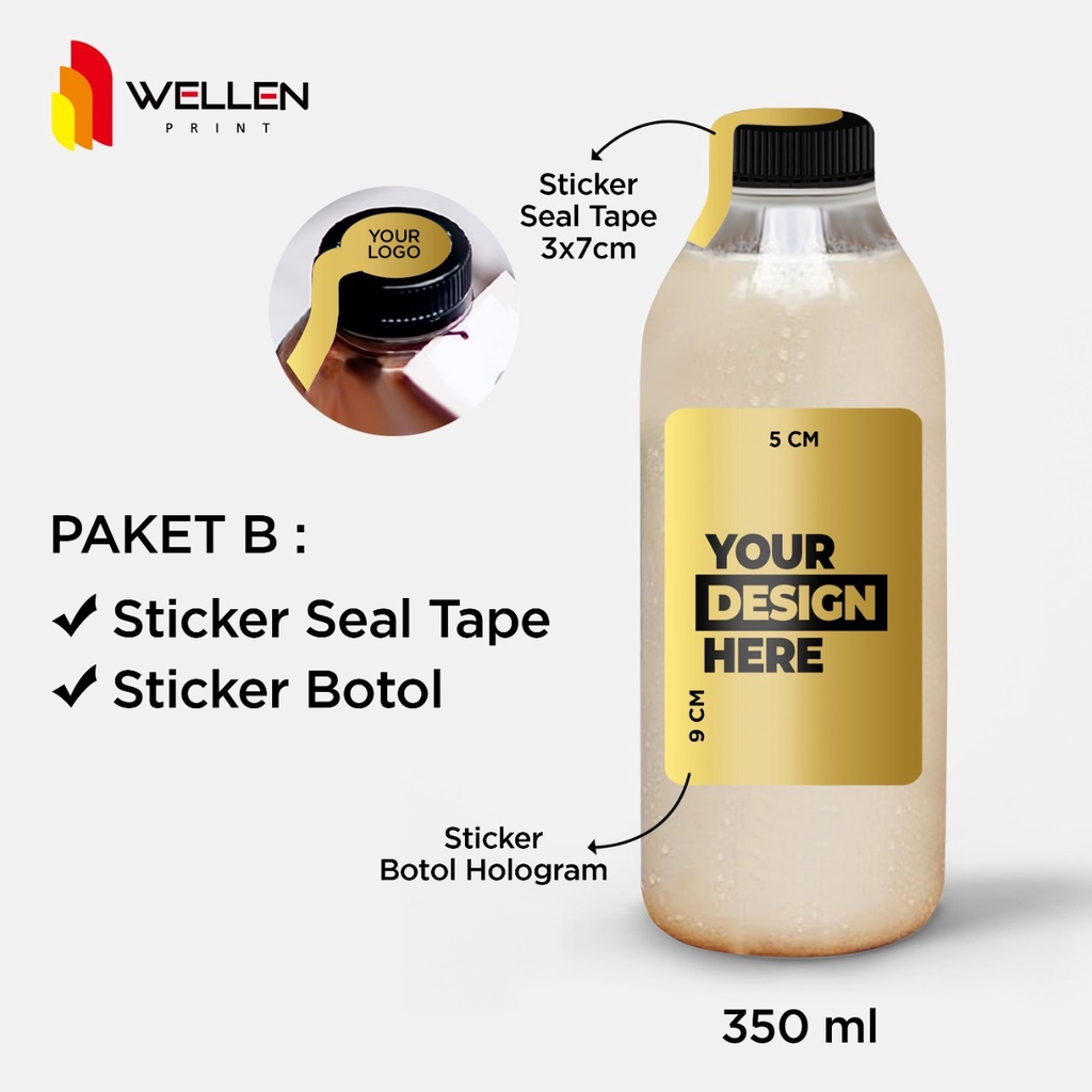 Jual WELLEN PRINT - Cetak Sticker Label botol Gold Custom / Print ...