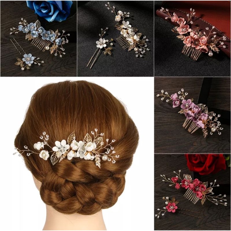 Jual SIRKAM RAMBUT BRIDAL HAIRPIN HIASAN RAMBUT SANGGUL SIRKAM BUNGA ...