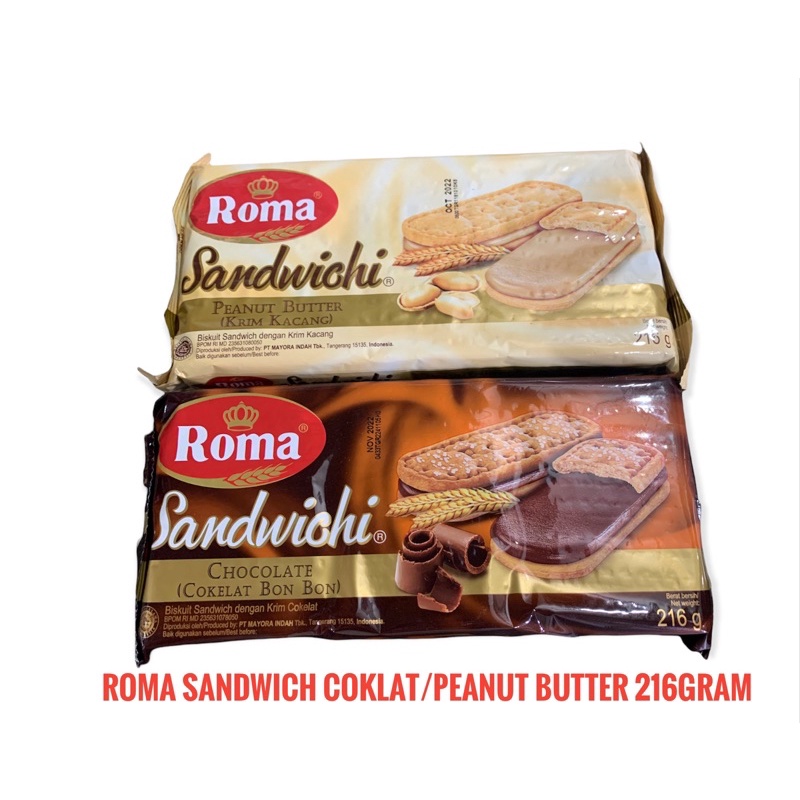Jual Roma Sandwich Coklat/Peanut Butter 189 gram | Shopee Indonesia