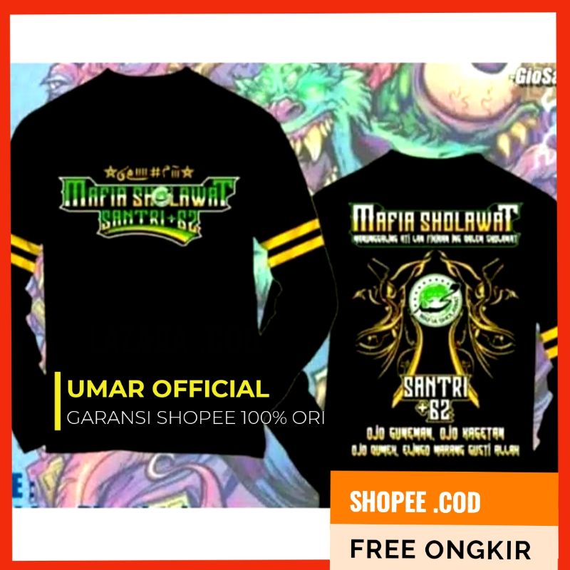 Jual Kaos Baju Mafia Sholawat Santri +62 Lengan Panjang / Kaos Mafish ...