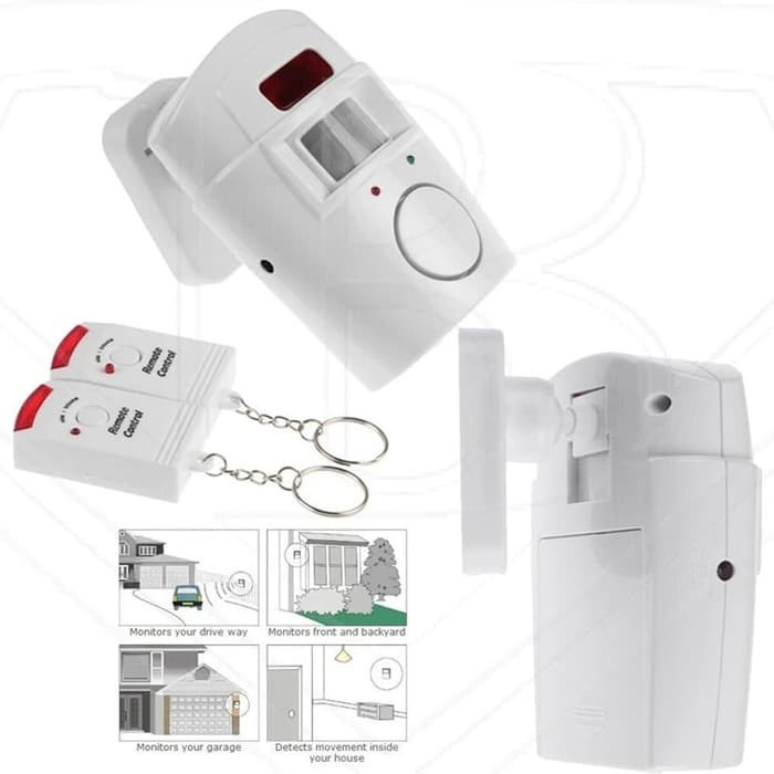 Jual ALARM SENSOR GERAK 2 remote control Alarm BELL RUMAH anti maling ...