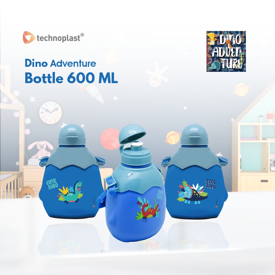 Jual TECHNOPLAST Dino Adventure Bottle 600ml | Botol Air Minum Kreatif ...
