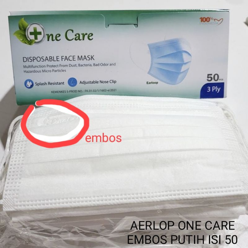 Jual MASKER OneCare PUTIH Embos isi 50pcs/box | Shopee Indonesia