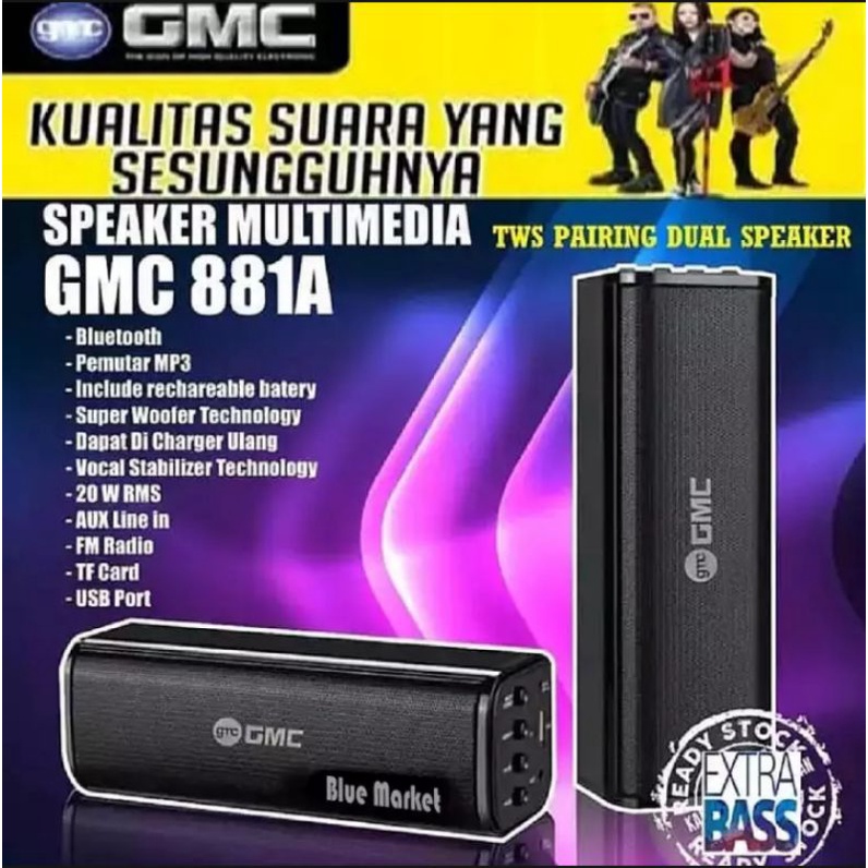 Jual Speaker Bluetooth GMC 881A Mp3 player FM Radio digital ngebass | Shopee Indonesia