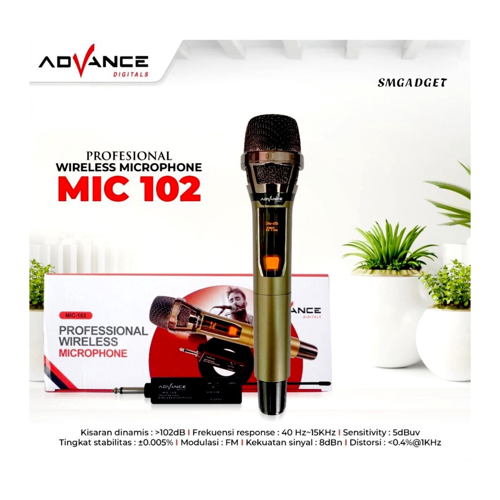 Jual Mic Mik Mikrofon Wireless Advance Mic102 Microphone 102 tanpa ...