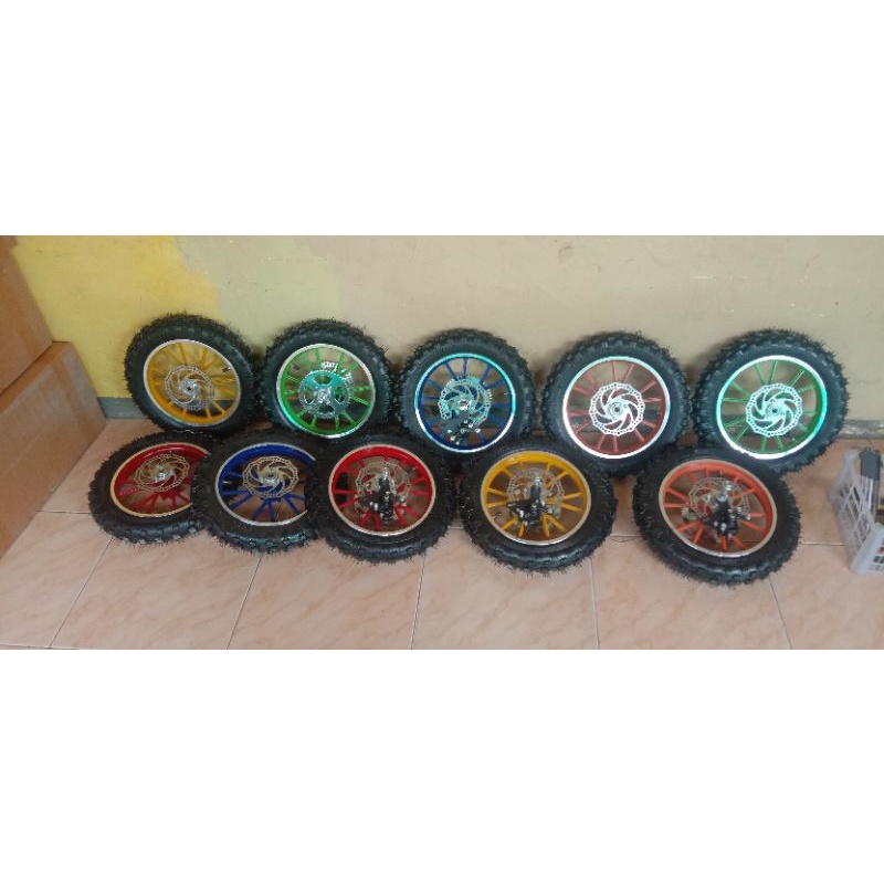 Jual velg set mini trail lengkap ban,as,gear,rem cakram,kunci rante ...