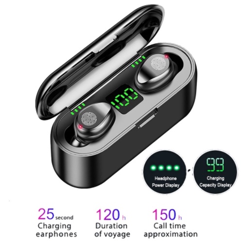 Jual Headset Bluetooth F9 TWS LED with smart display and powerbank | Shopee Indonesia