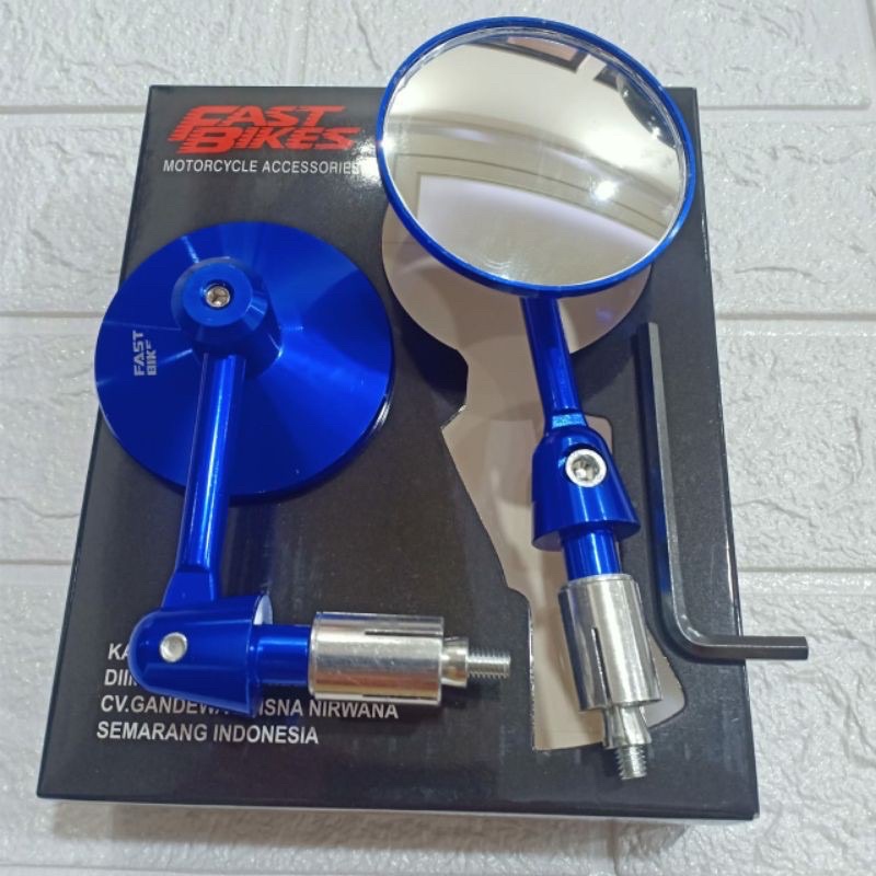 Jual SPION JALU BULAT BAR END CNC FAST BIKES KACA PUTIH CEMBUNG ...