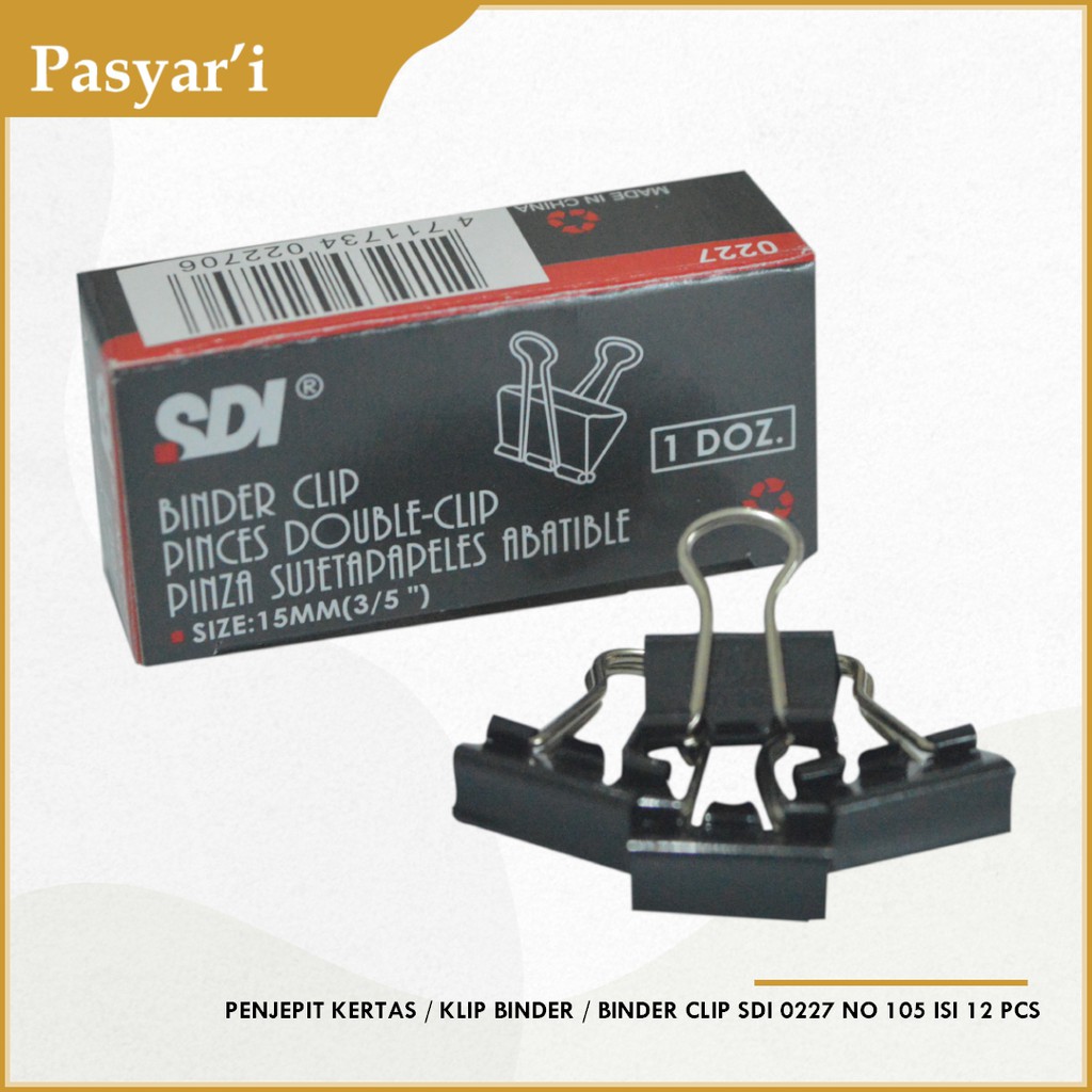 Jual Penjepit Kertas / Klip Binder / Binder Clip SDI 0227 No 105 / per ...