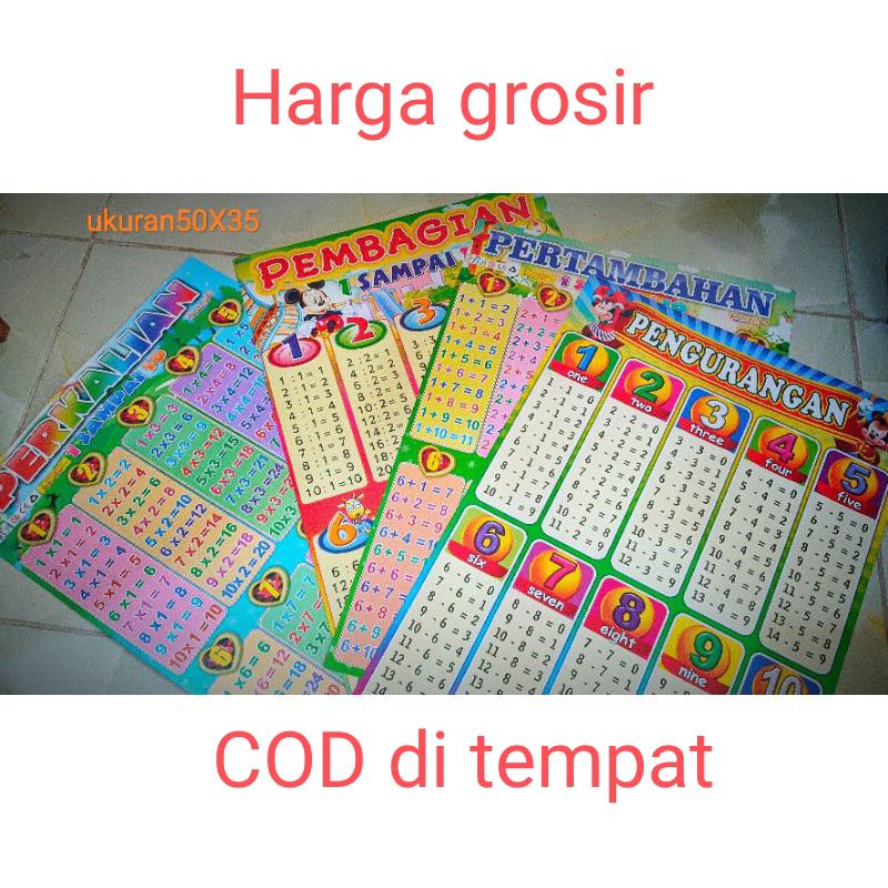 Jual poster PERKALIAN + poster pembagian + poster pertambahan + poster ...