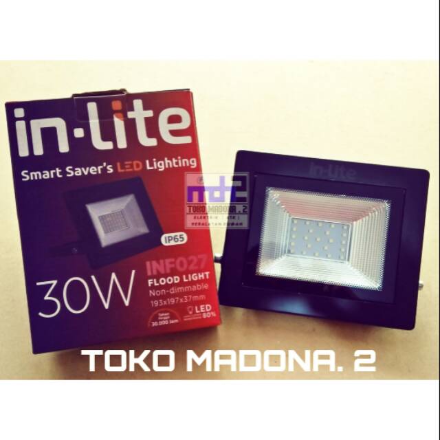 Jual Lampu Sorot LED IN LITE INF027 30 Watt PUTIH, Flood Light - Lampu Outdoor, Lampu luar ...