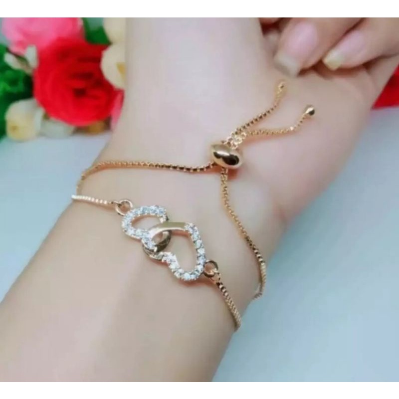 Jual GELANG TANGAN SERUT TITANIUM LOVE DOUBLE BISA SEMUA UKURAN TANGAN ...