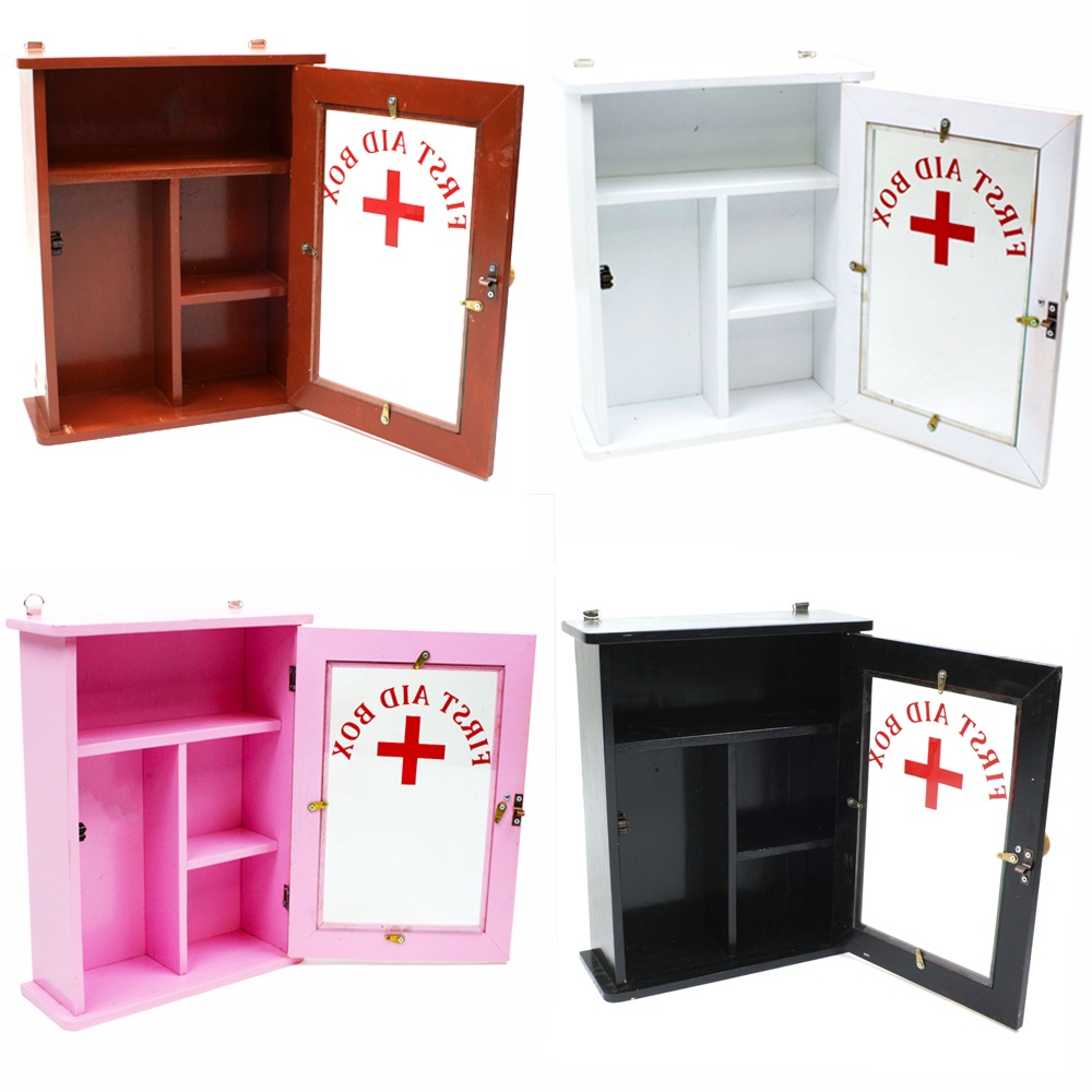 Jual Kotak Obat P3K bahan Kayu / Kotak Obat Besar Tempel dinding ...