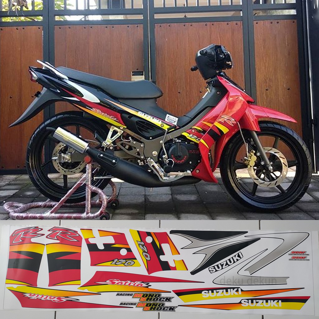 Jual Striping Stiker Satria Hiu Merah Hitam Tahan Vernis | Shopee Indonesia