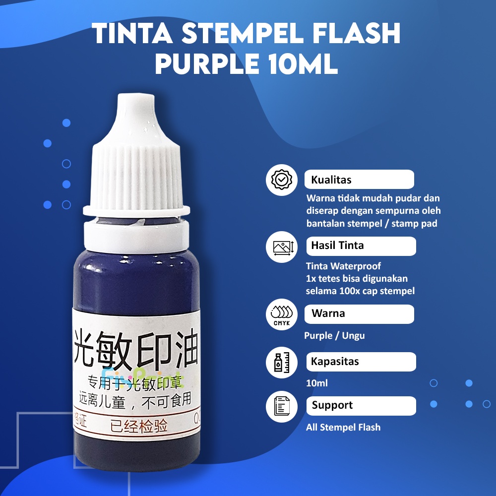 Jual Tinta Stempel Flash Purple 10ml, Refill Stamp Ink Waterproof ...
