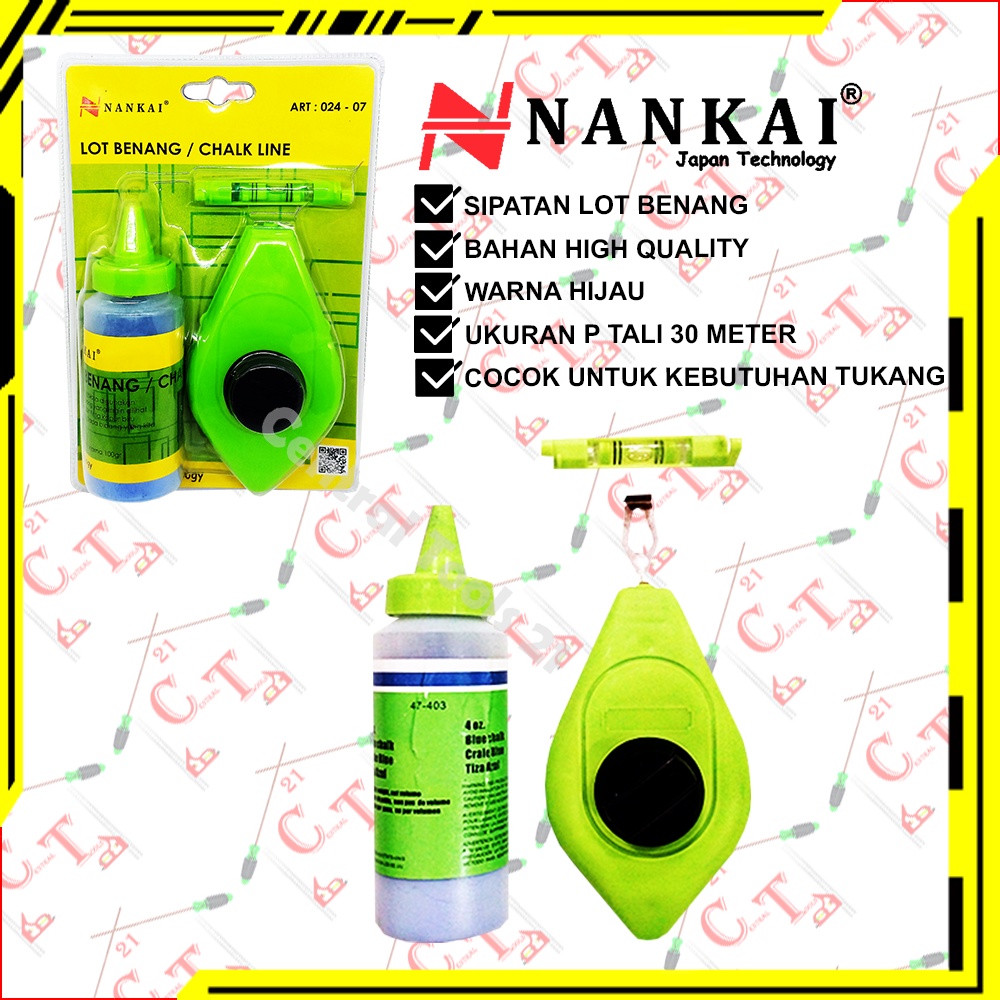 Jual Lot Tukang Benang Sipatan Tinta 30M Penggaris Benang Tinta Nankai ...