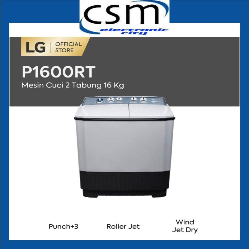 Jual MESIN CUCI LG P 1600 RT 16KG 2 TABUNG 1600R LOW WATT | Shopee ...