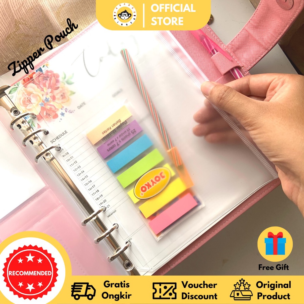 Jual NEW Zipper pouch for binder A5 6 Ring A5 20ring B5 26ring A6 6ring ...
