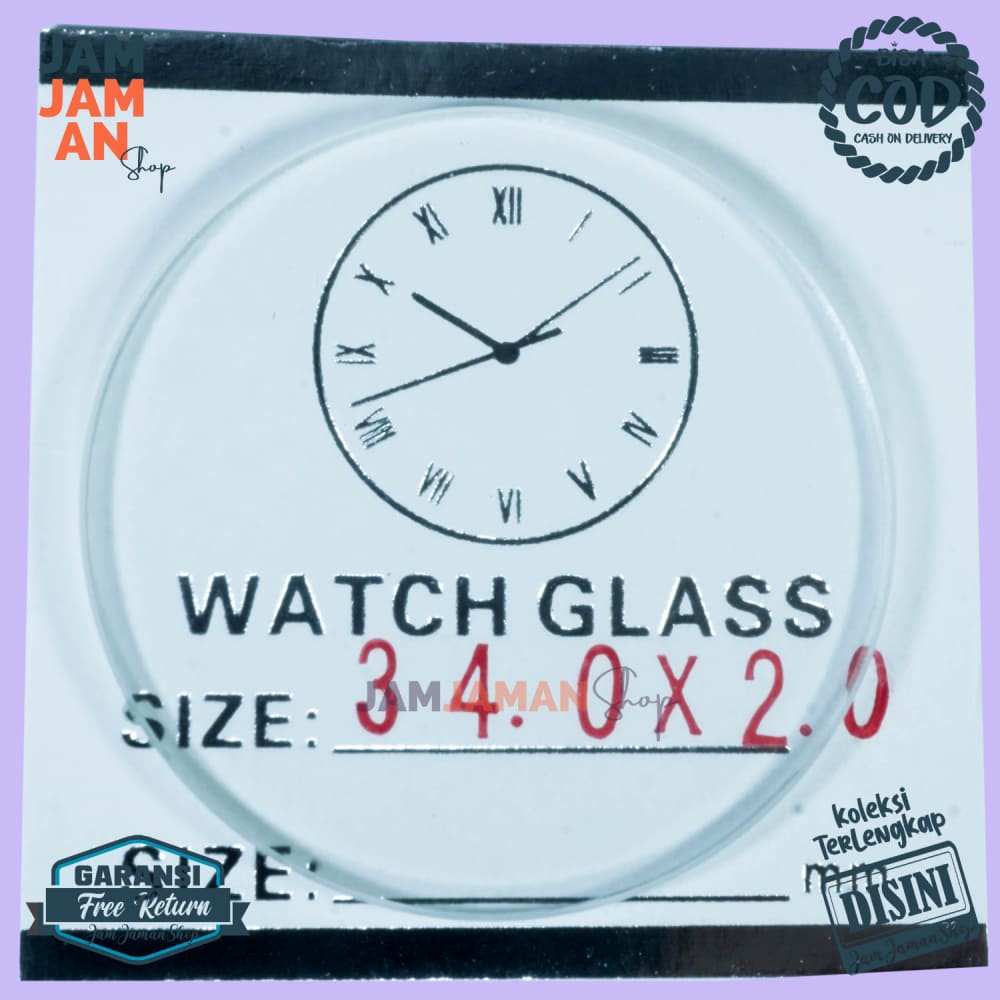 Jual Kaca Jam Kaca Bahan Watch Glass PNC-340 Murah 3,4 cm | Shopee ...