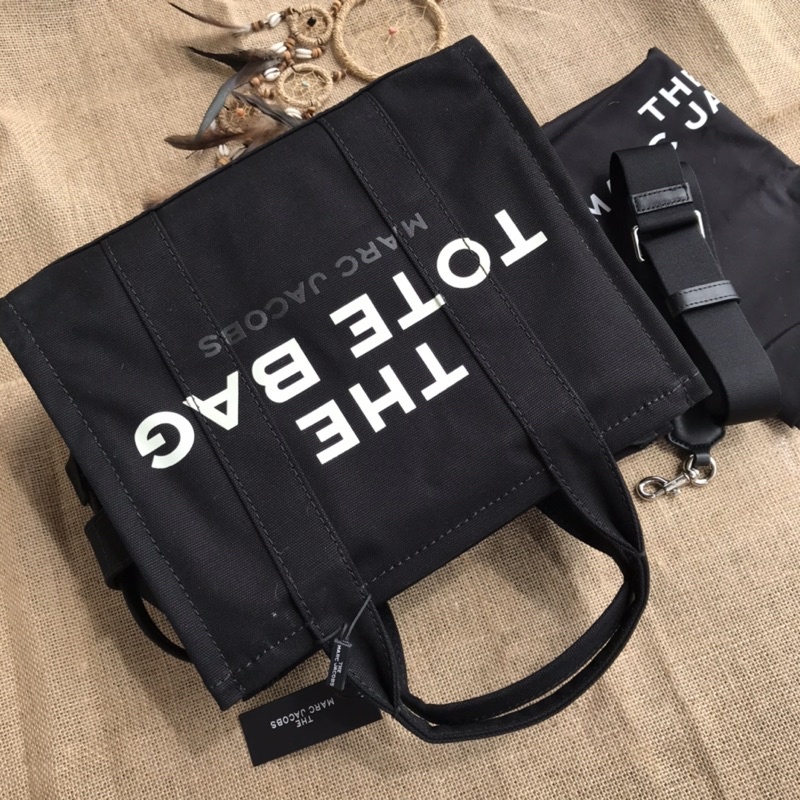 Jual mj travel black cotton tote shoulder bag joyswag | Shopee Indonesia