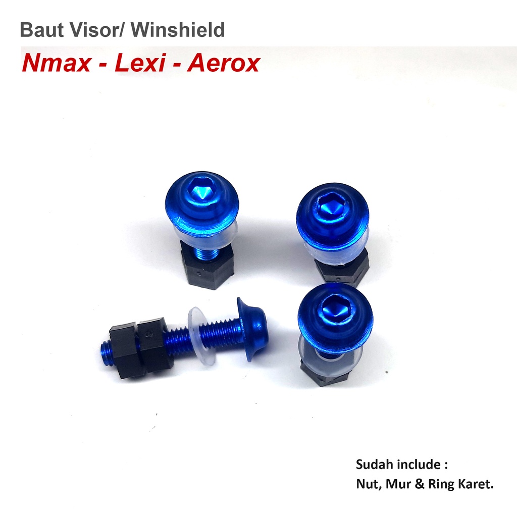 Jual Baut Visor Nmax Blue - Baut Winshiled Nmax - Mur Baut Karet Visor ...