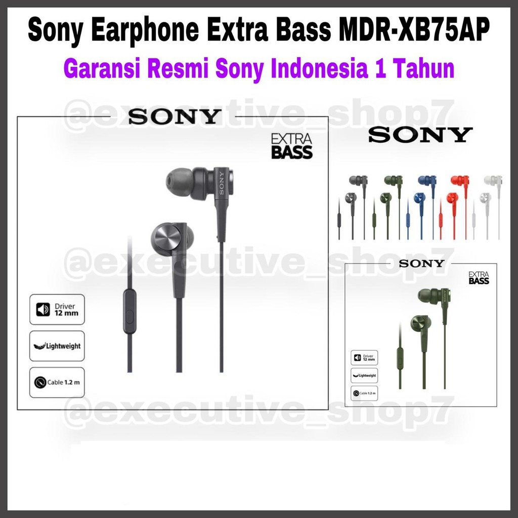 Jual Sony Earphone Extra Bass MDR-XB75AP - MDR XB75AP - MDRXB75AP ...