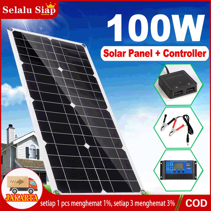 Jual 100w Panel Tenaga Surya Polikristalin 30A LCD Pengontrol Multi ...
