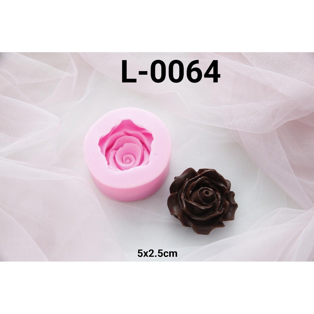 Jual L-0064 Cetakan silikon puding pudding coklat fondant bunga mawar ...