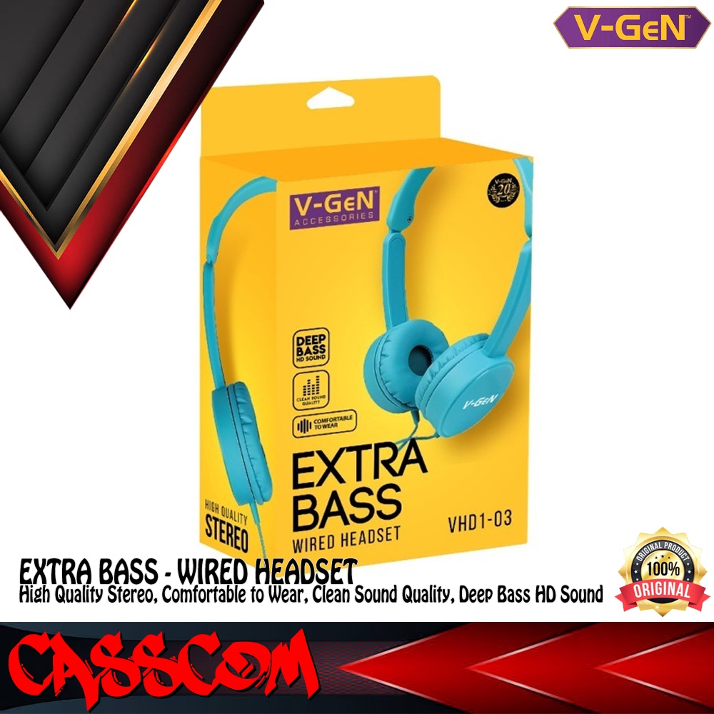 Jual Headset V-GeN VHD1-03 Wired Extra Bass Headphone VGEN | Shopee ...
