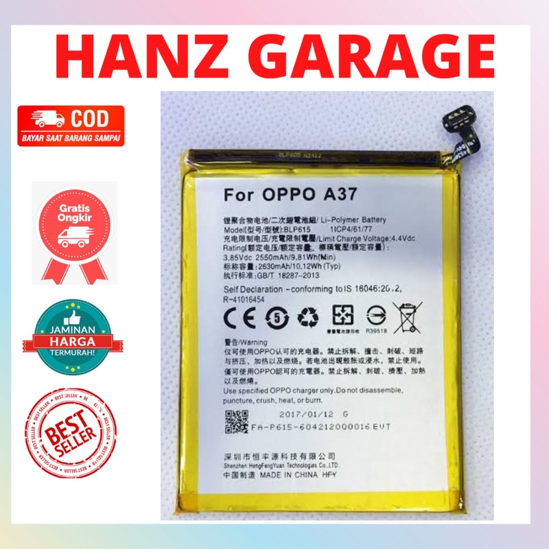 Jual Battery Baterai Batre OPPO A37 Neo 9 BLP615 BLP-615 Original ...