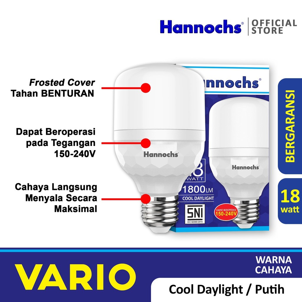 Jual Hannochs Lampu LED Vario 18 Watt Cahaya Putih | Shopee Indonesia