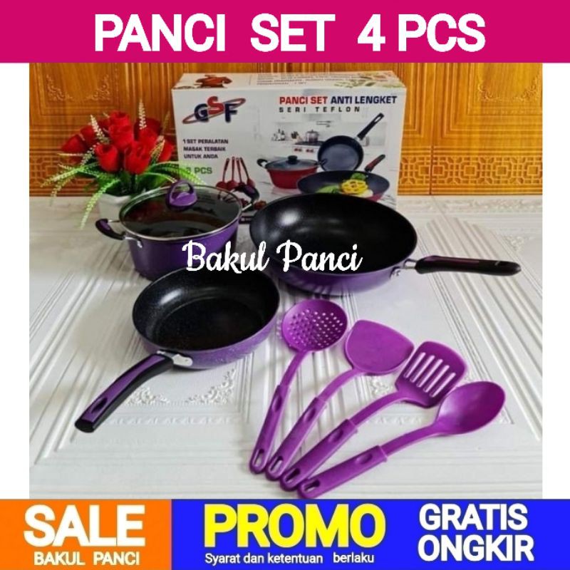 Jual PANCI SET WAJAN TEFLON ANTI LENGKET GSF 4 PCS GSF-2429 /GSF-2529 ...