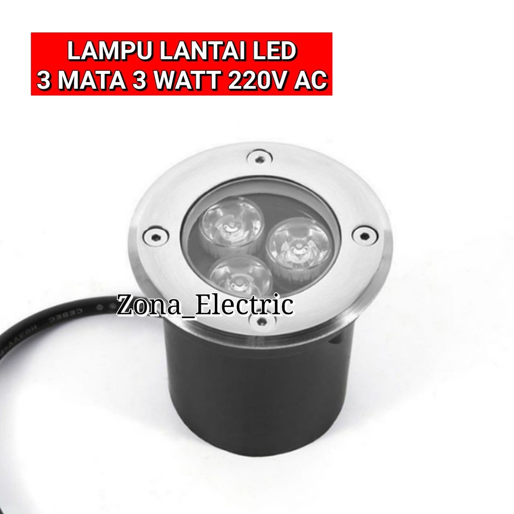 Jual LAMPU LANTAI LED 3 MATA 3 WATT 220V AC STEP LIGHT OUTDOOR UPLIGHT ...