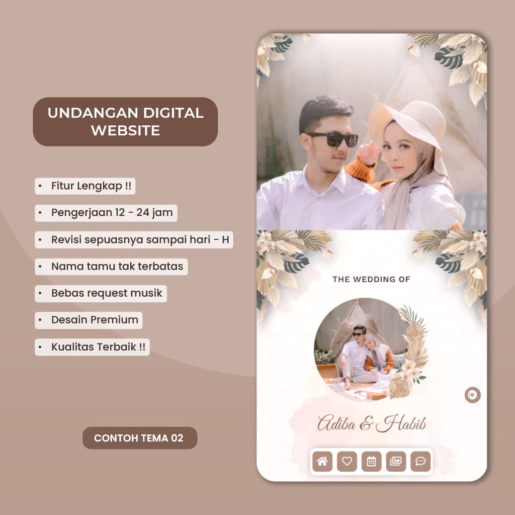 Jual Undangan Digital Website Pernikahan Premium, Tema Foto & Tanpa ...