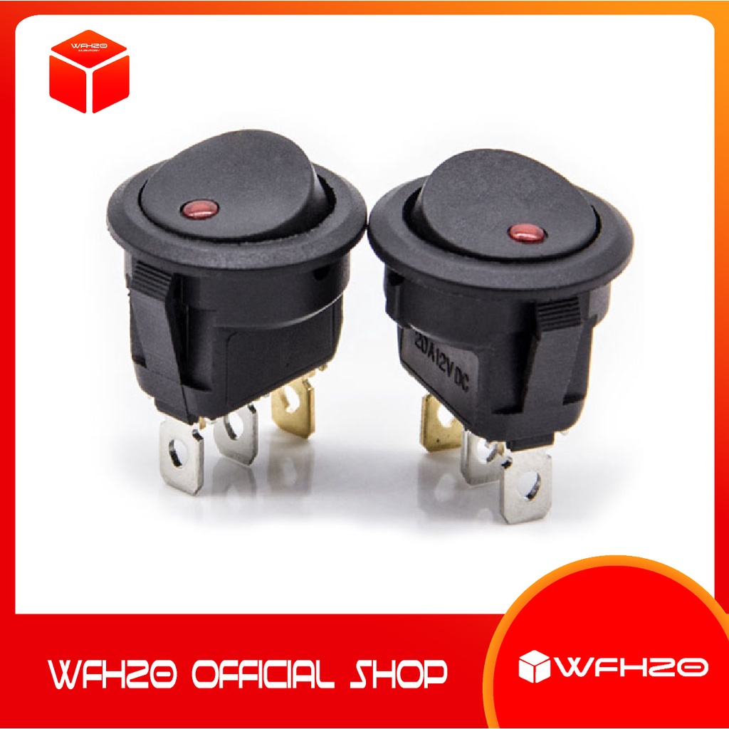 Jual Rocker Switch Bulat 12V 6A LED Merah Titik 3 Pin Saklar 3 Kaki ...