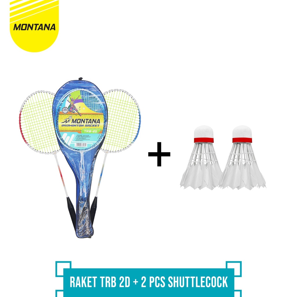 Jual MONTANA Badminton Racket 1 Set + Shuttlecock 2 Pcs Raket dan Kok ...