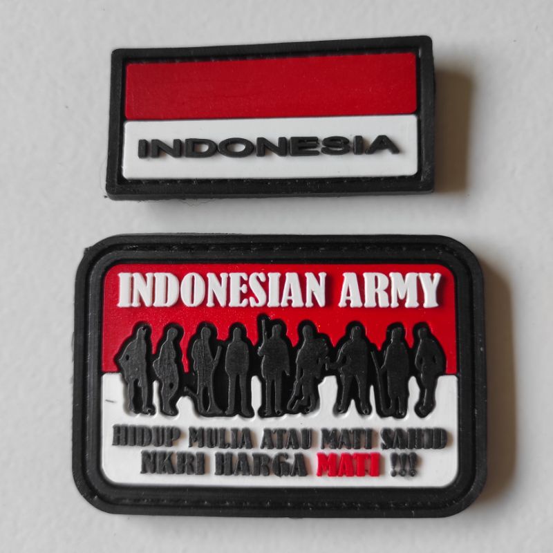 Jual patch rubber logo indonesian army nkri + bendera kecil indonesia ...