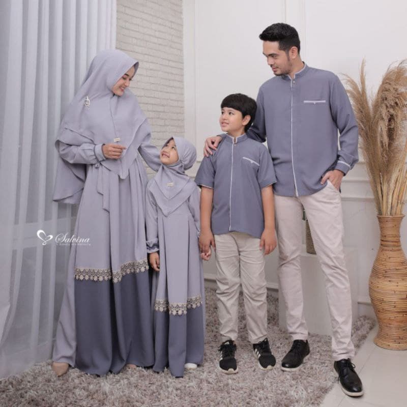 Jual Ready Gamis Keluarga Motif salvina , baju seragam lebaran ready ...