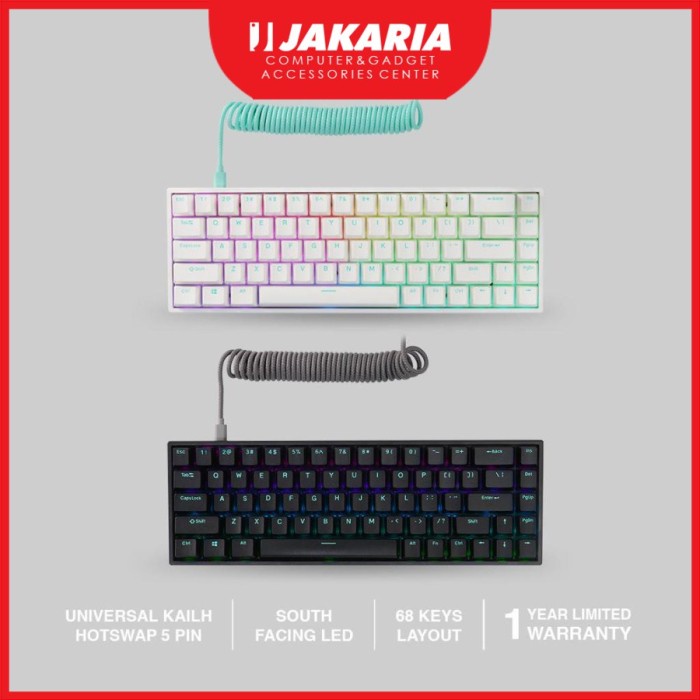 Jual Rexus Daiva D68-SF South Facing Mechanical Gaming Keyboard 60% Ori ...