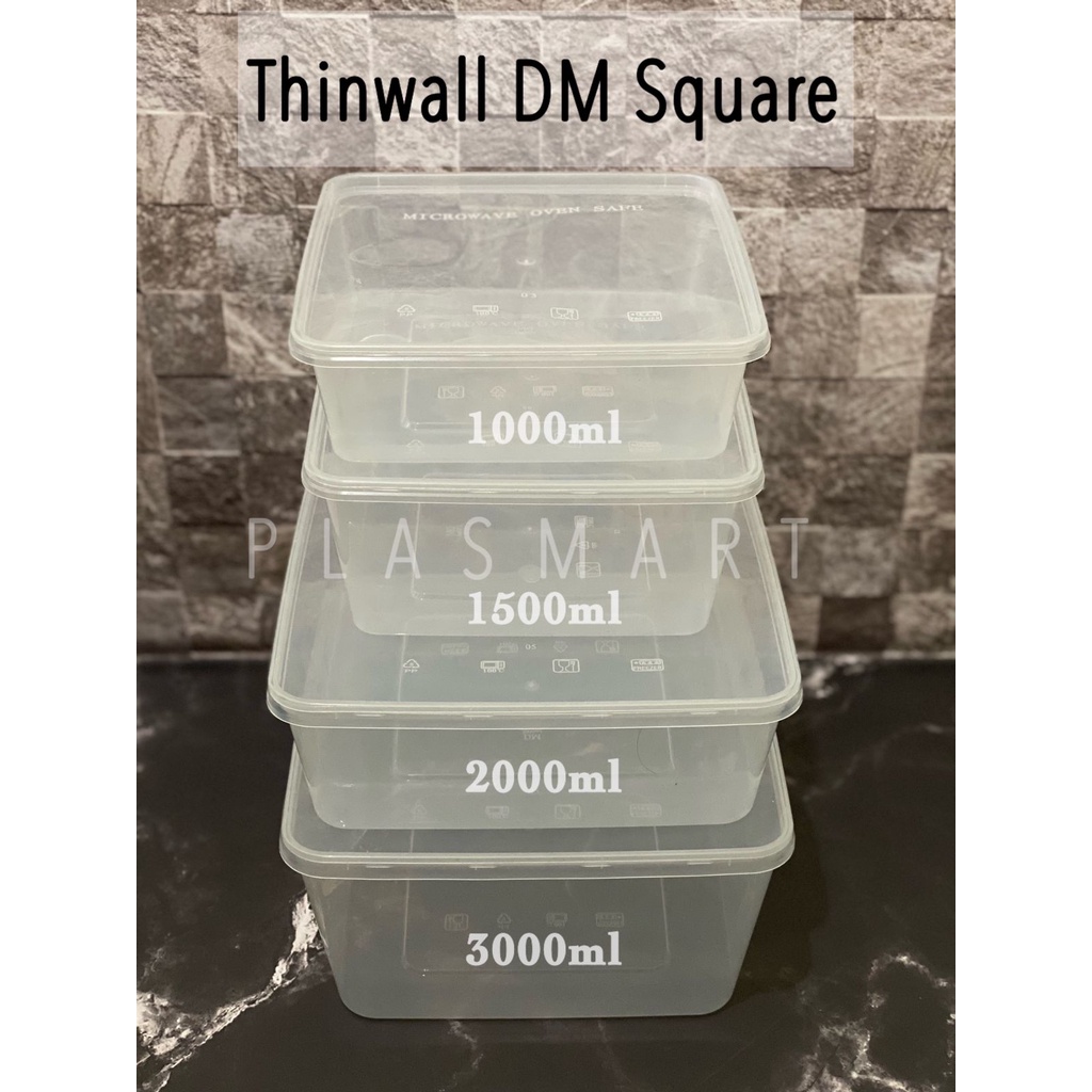 Jual ECER Thinwall DM Square Kotak 1000ml 1500ml 2000ml 3000ml | Shopee ...