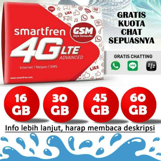 Jual Smartfren paket data internet UNLIMITED 3GB 4GB 8GB 16GB 30GB 45GB ...