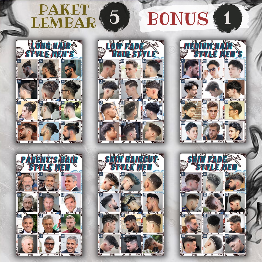 Jual POSTER IDAMAN - PAKET 5 LEMBAR BONUS 1 LEMBAR - poster pangkas rambut pria 2023 - poster ...