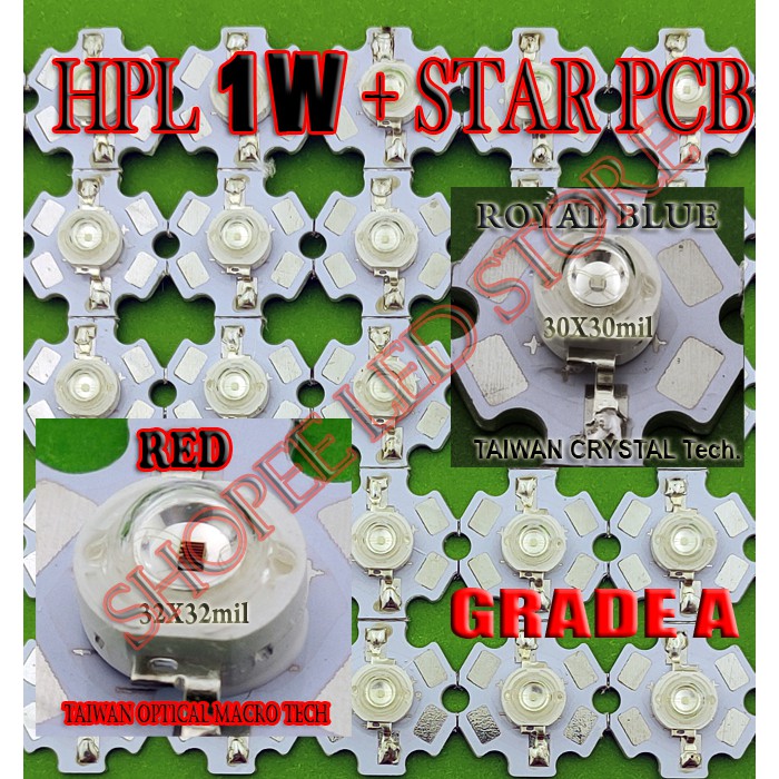 Jual 1 WATT GRADE A HPL + STAR PCB ( BLACK PCB ) ALL COLOR, 1W ...