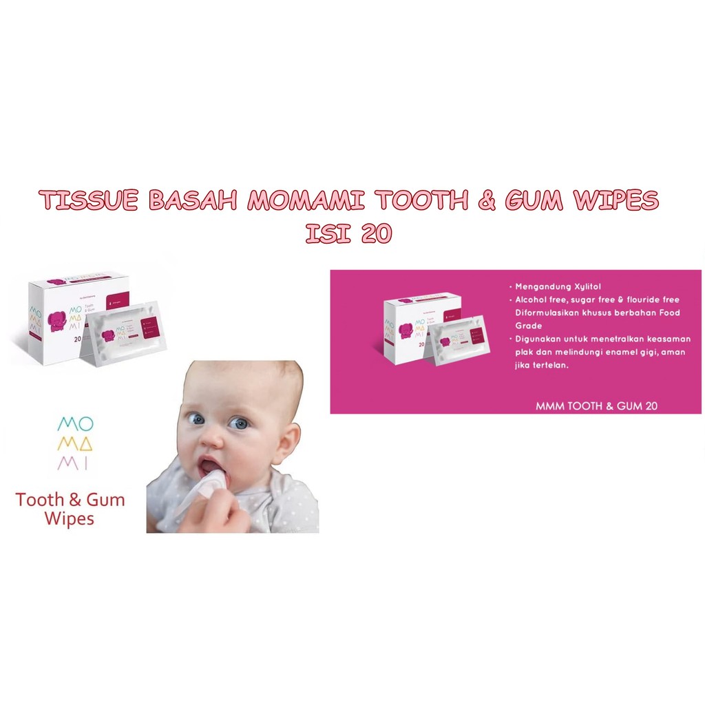 Jual TISSUE GIGI DAN GUSI BAYI MOMAMI TOOTH & GUM WIPES ISI 20 / isi ...