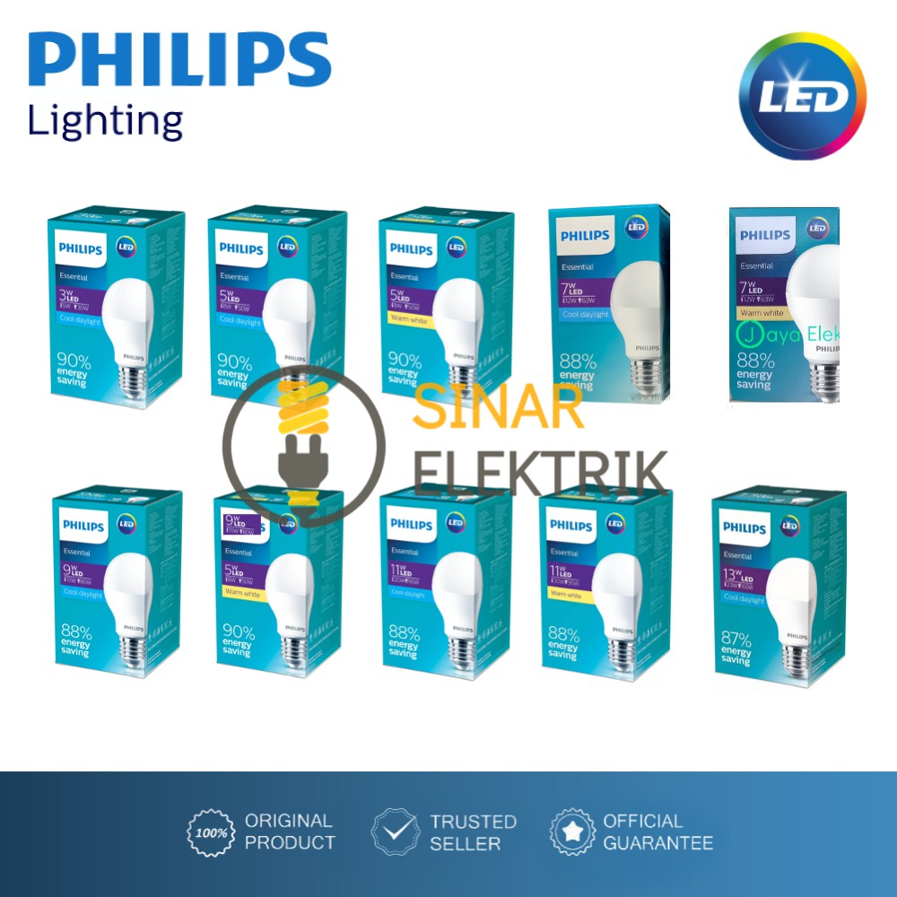 Jual Philips LED Essential 3W 5W 7W 9W 11W 13W Putih Lampu Ess Bulb EssLED 3 5 7 9 11 13 W Watt ...