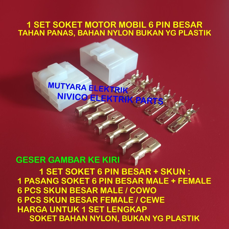Jual SOKET SOCKET KONEKTOR KABEL 6 PIN BESAR MOTOR MOBIL MALE FEMALE ...