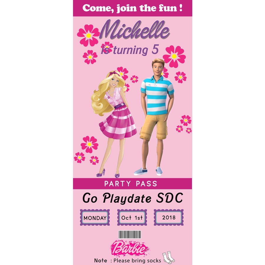 Jual Undangan ulang tahun birthday invitation tema barbie | Shopee ...