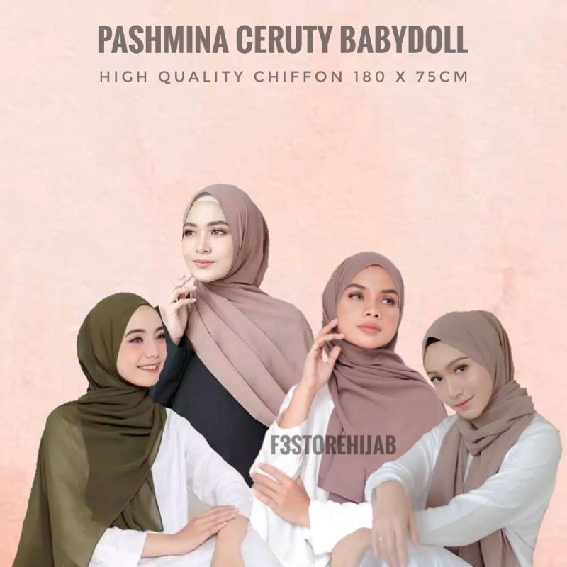 Jual Pashmina Ceruty Babydoll | Hijab Pasmina 175 x 75Cm | Shopee Indonesia