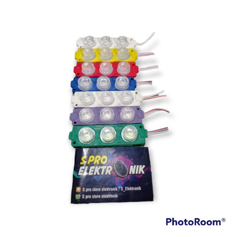 Jual lampu LED DC 12 volt 3 mata putih biru ungu merah hijau kuning rgb ...